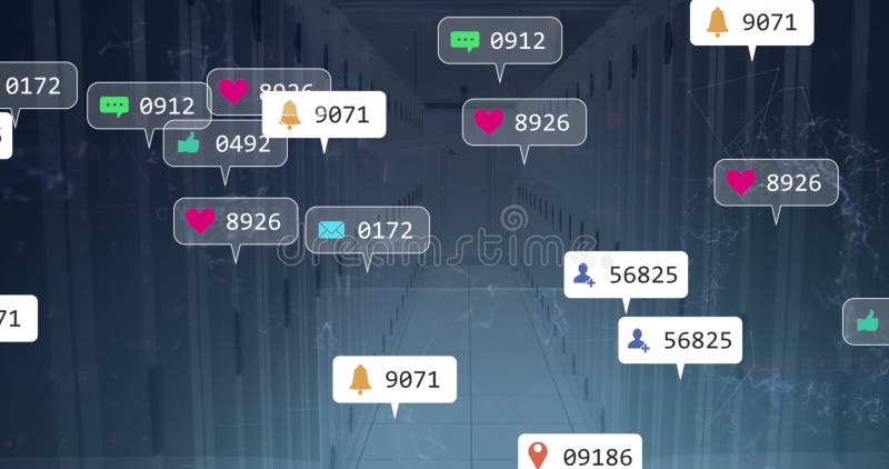 Social Media Icons and Notifications Processing Data Over Computer ... Social Media Icons and Notifications Processing Data Over Computer ...