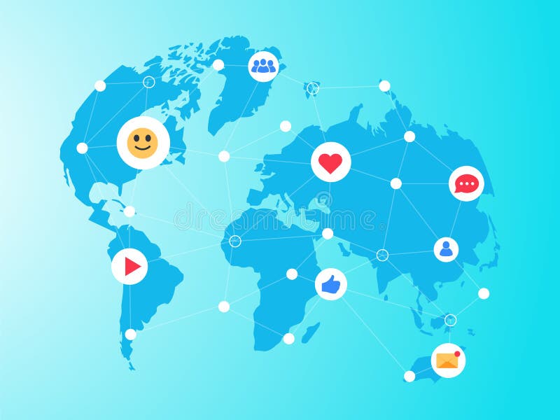 World Map Social Media Network Illustration Stock Illustration ...