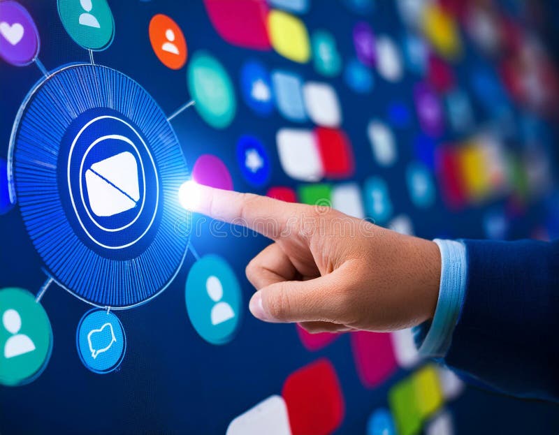 Social Media Icons on a Screen, Representing Online Interaction ...