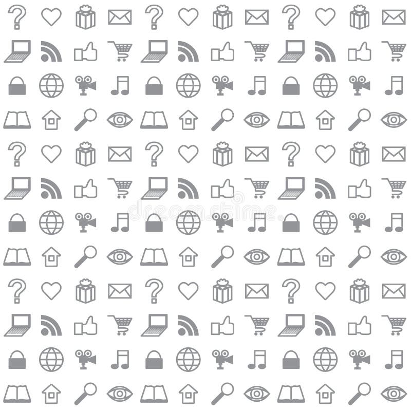 Icons Seamless Pattern in Black and White Stock Illustration ...