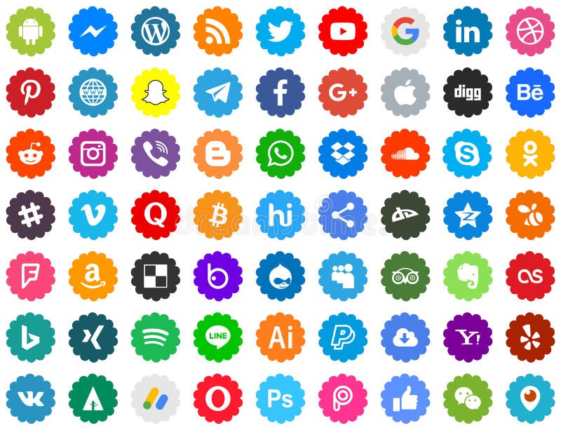 Social media icons editorial stock image. Illustration of drawing ...