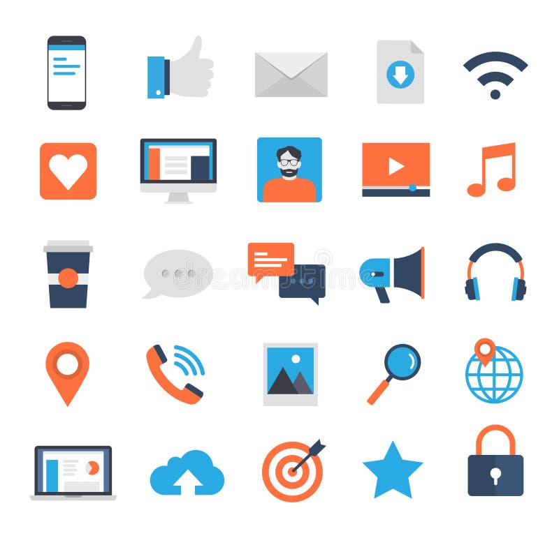 Social Media Icons Set stock vector. Illustration of group - 142594109