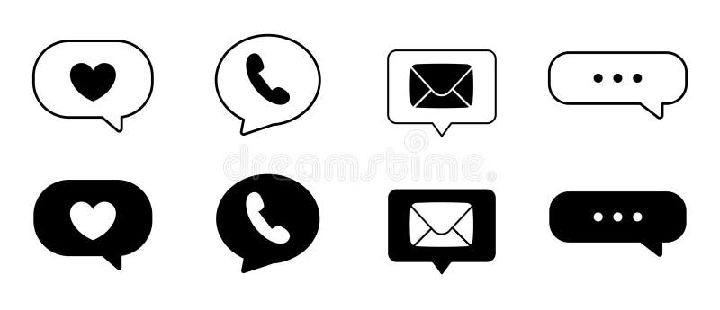 Social Media Icons Set. Communication and Interaction on Internet. Call ...