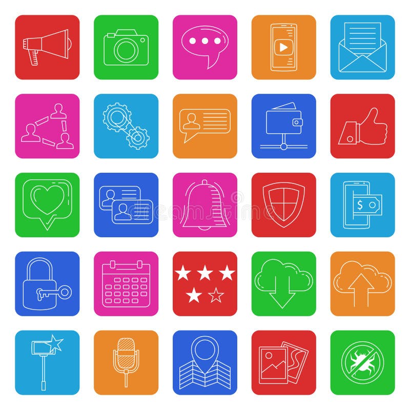 Social Media Icons Set. Internet Web Icons Stock Vector - Illustration ...