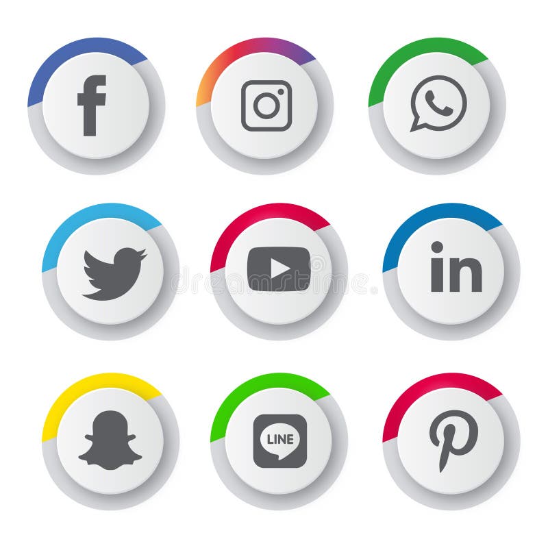 Social Media Icons Set Logo Vector Illustrator Editorial Stock Image ...