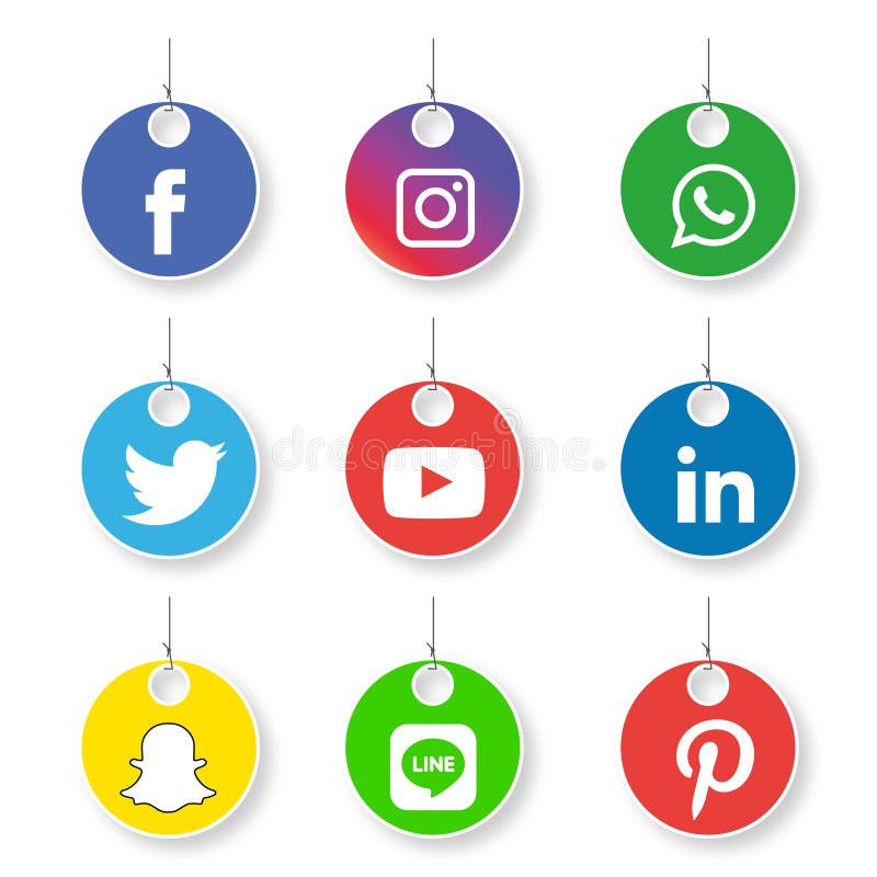 Social Media Icons Set Logo Vector Illustrator Editorial Stock Image ...