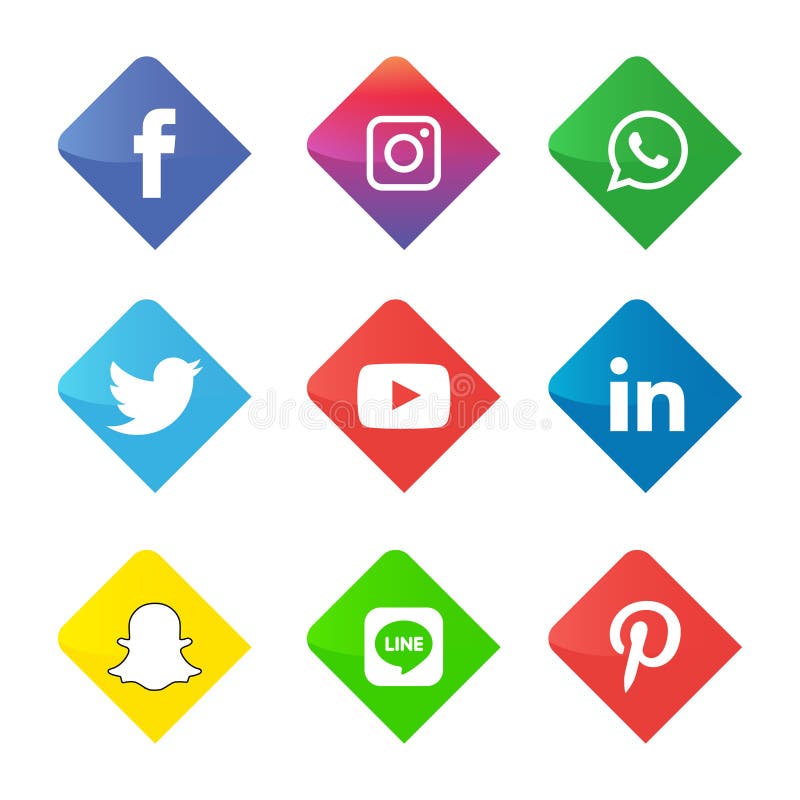 Social Media Icons Set Logo Vector Illustrator Editorial Stock Photo ...