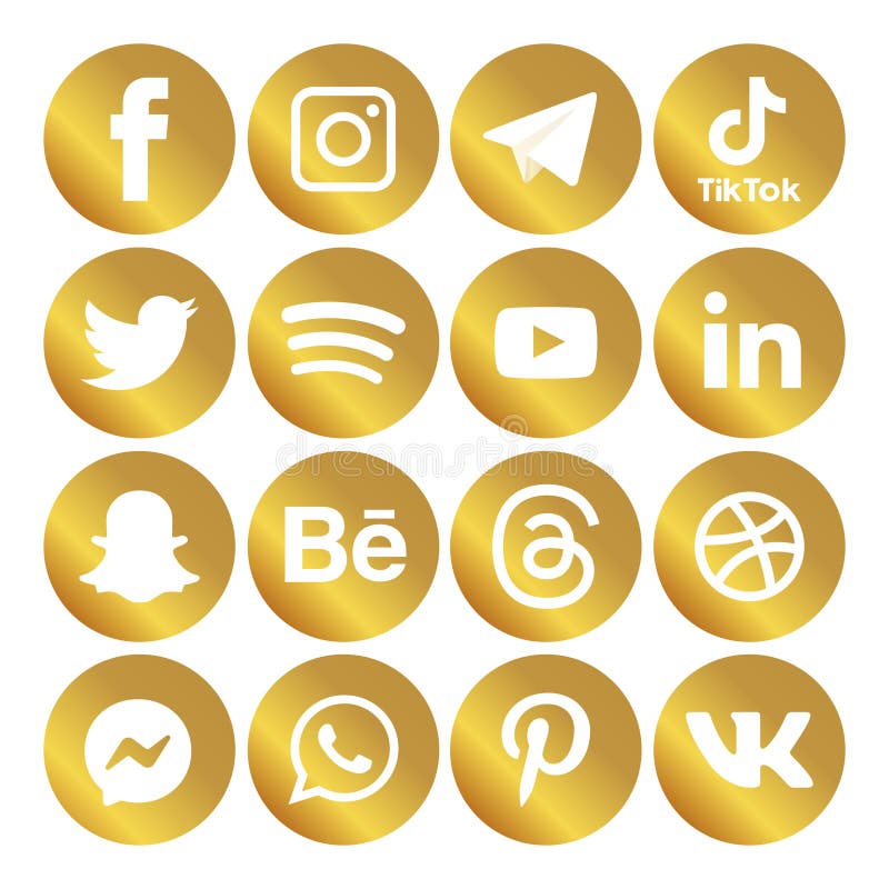 Social Media Icons Set Logo Vector Illustrator Network Editorial Image ...