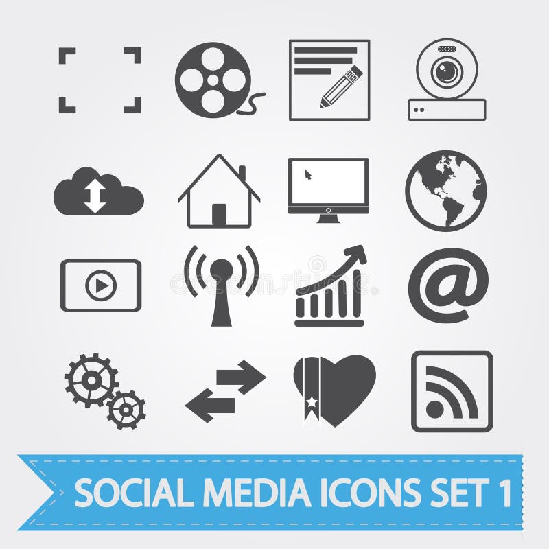 Social media icons set 1 stock vector. Illustration of bubble - 88269871