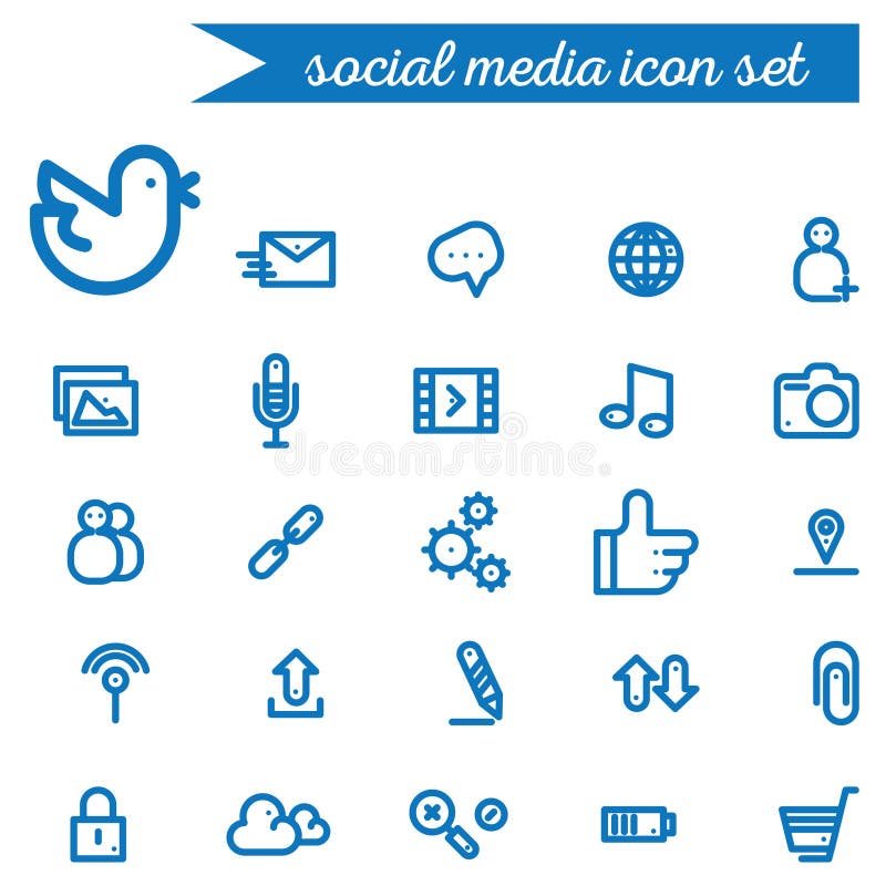 Social Media Icons Set. Vector Illustration Decorative Design Stock ...