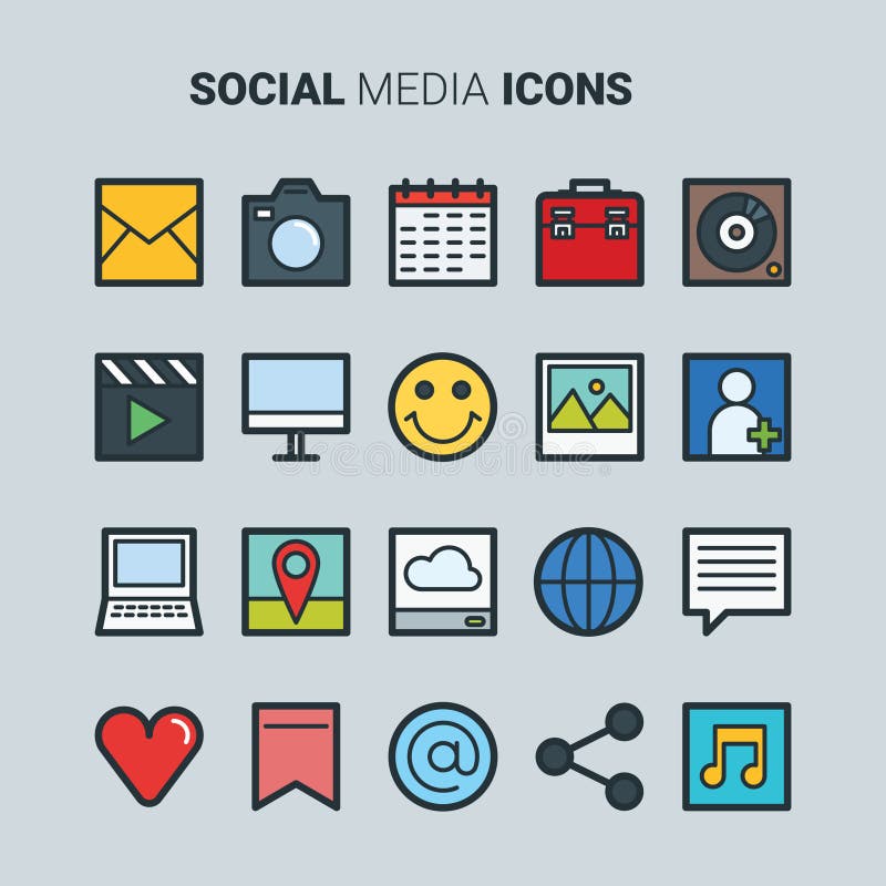 Social Media Icons Set. Vector Illustration Decorative Design Stock ...