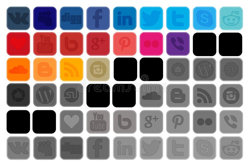 Social media icons for editorial image. Illustration of digg - 47396930