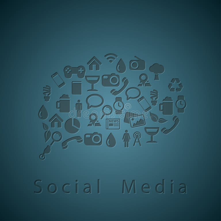 Social Media Icons Texture in Chat Bubble Stock Vector - Illustration ...