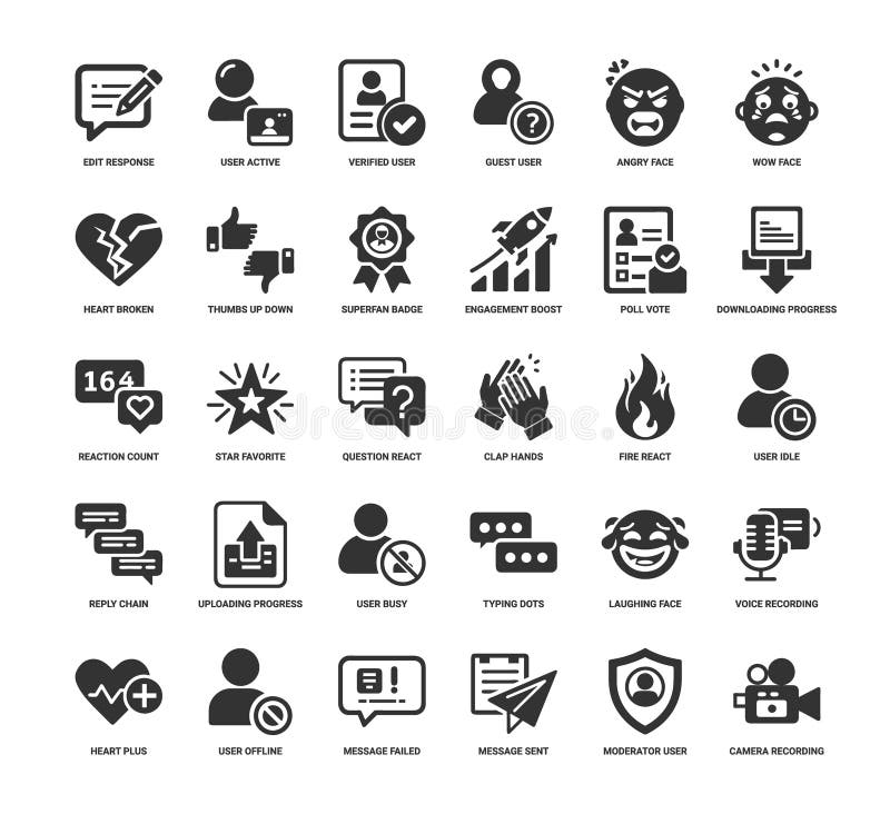 Social Media Icons User Interactions Communication Essential Elements ...
