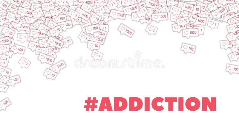 Social Media Icons White Concept Falling Pink Like Counter Stock