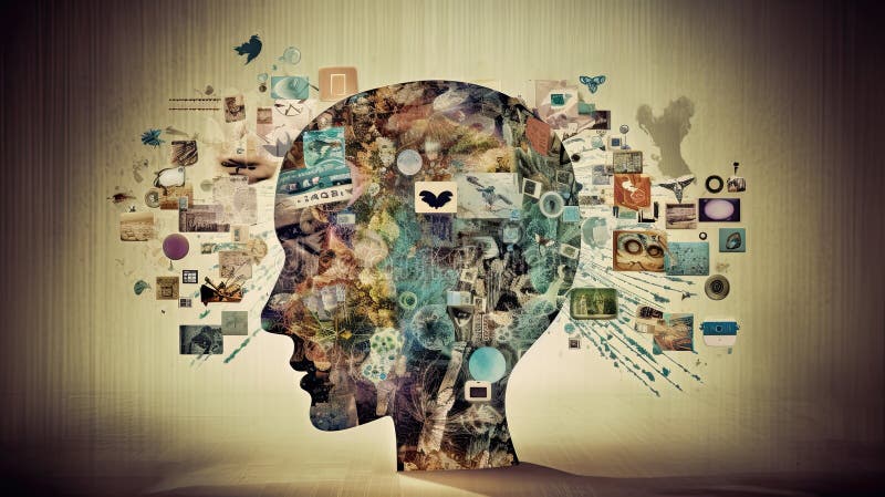 Social Media Impact Concept Collage, AI Generated Stock Illustration ...