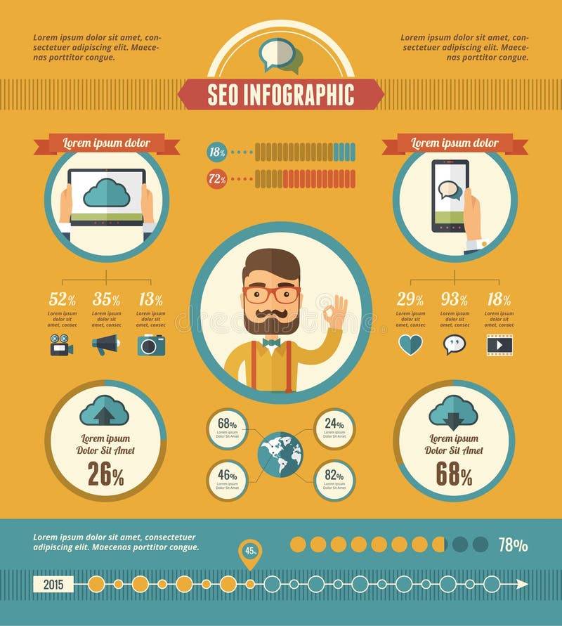 Social Media Infographic Elements Stock Vector - Illustration of ...