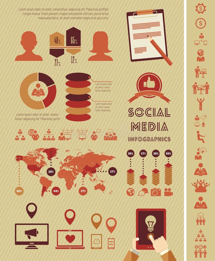 Social Media Infographic Template. Editorial Photography - Illustration ...