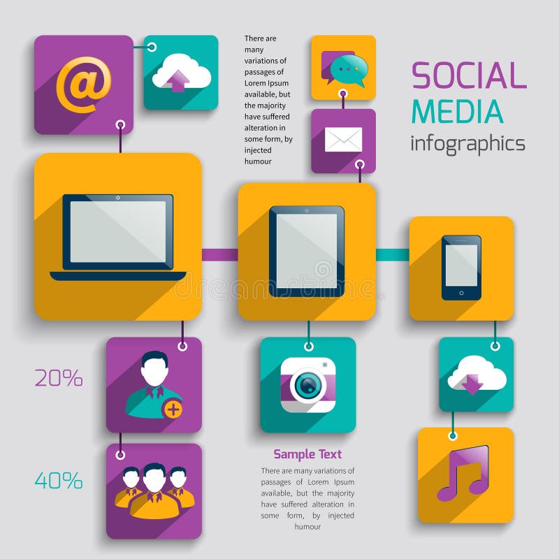 Social media infographics stock vector. Illustration of meeting - 41887692