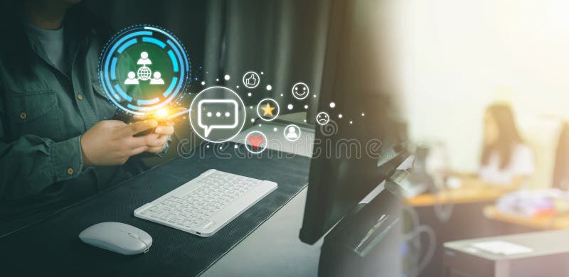 Social Media Interaction Concept. Accepts Various Symbols and Comments ...