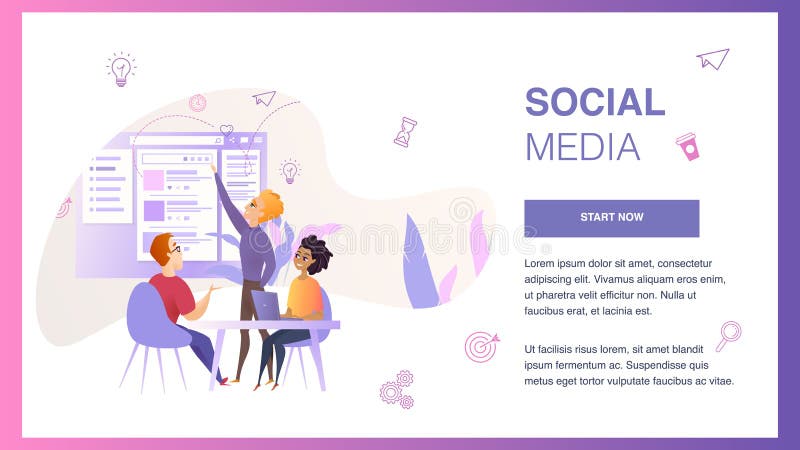 Social Media Interface Wireframe Develop Banner Stock Vector ...