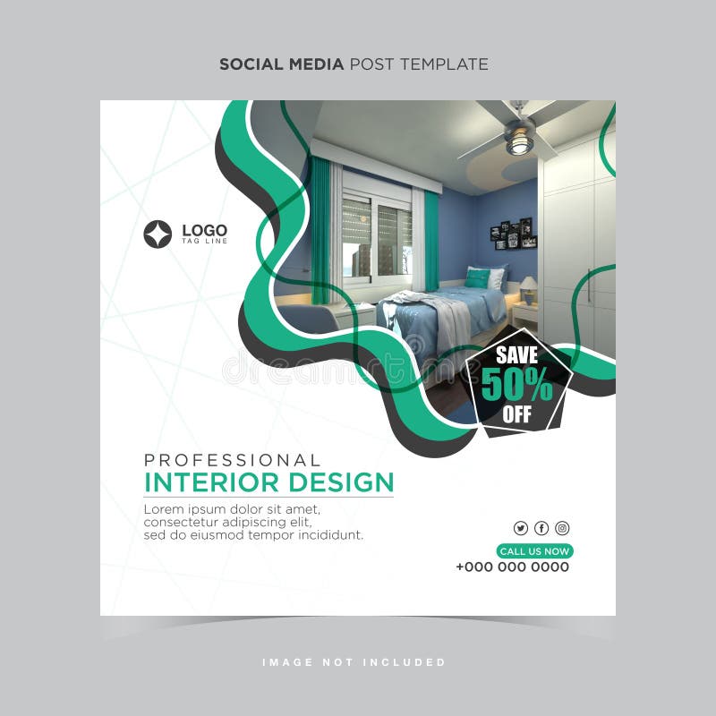 Social Media Interior Post Template Design with Interior and Liquid ...