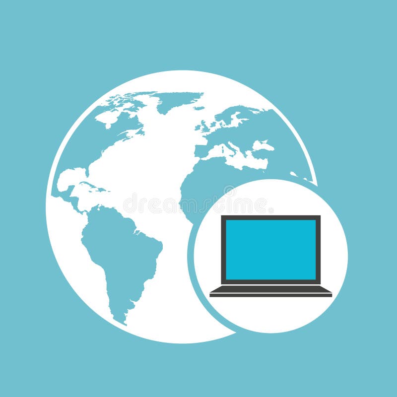 Man laptop global message stock illustration. Illustration of ...