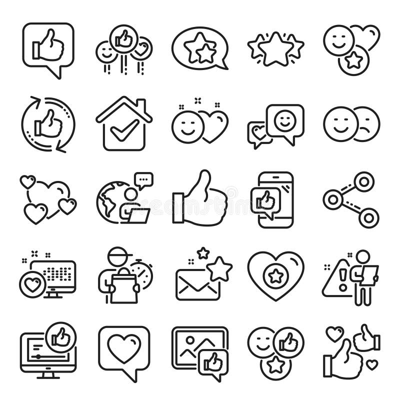 Social Media Line Icons. Set Of Share Network, Social Links And Rating ... Social Media Line Icons. Set Of Share Network, Social Links And Rating ...