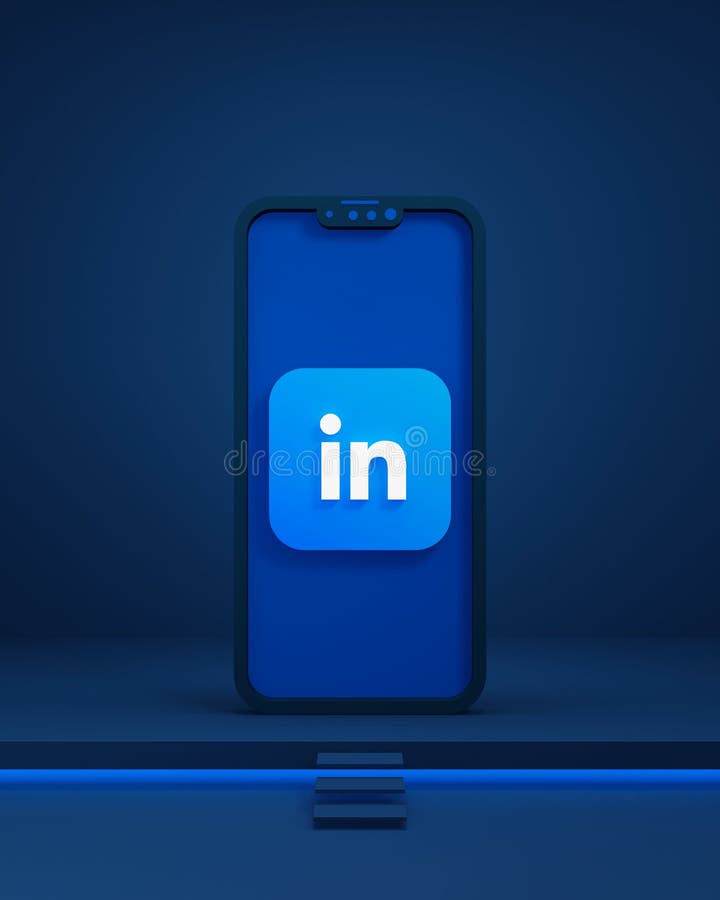 Social Media LinkedIn Icons with Smartphone 3D Rendered Editorial Photo ...
