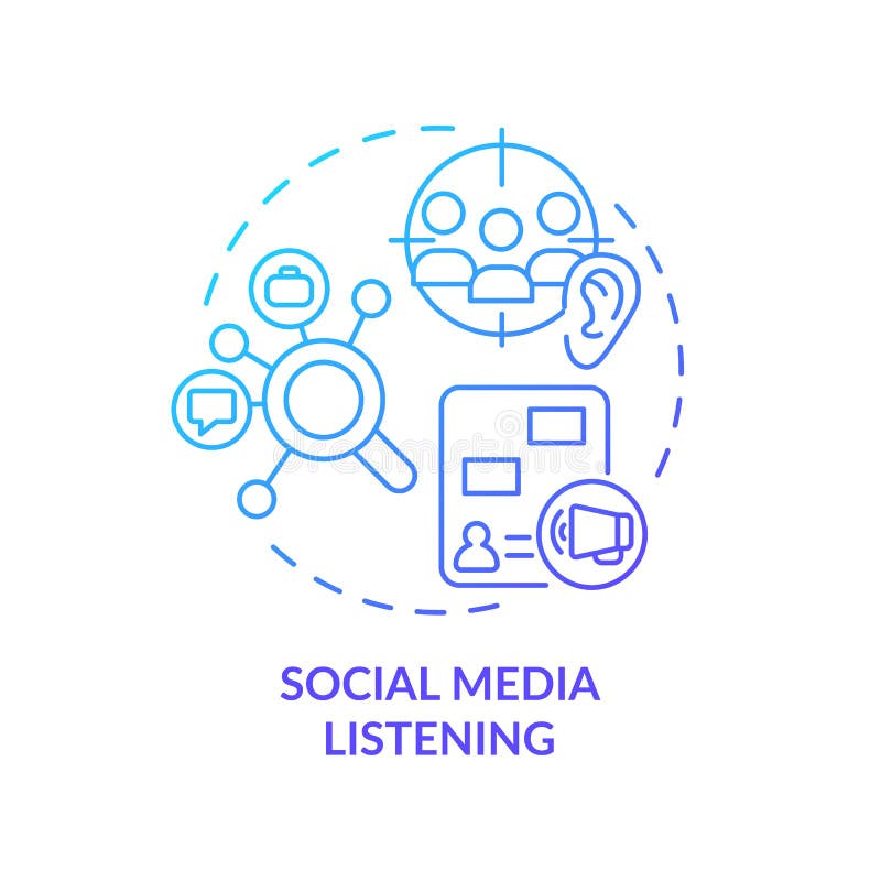 Social Media Listening Blue Gradient Concept Icon Stock Vector ... Social Media Listening Blue Gradient Concept Icon Stock Vector ...
