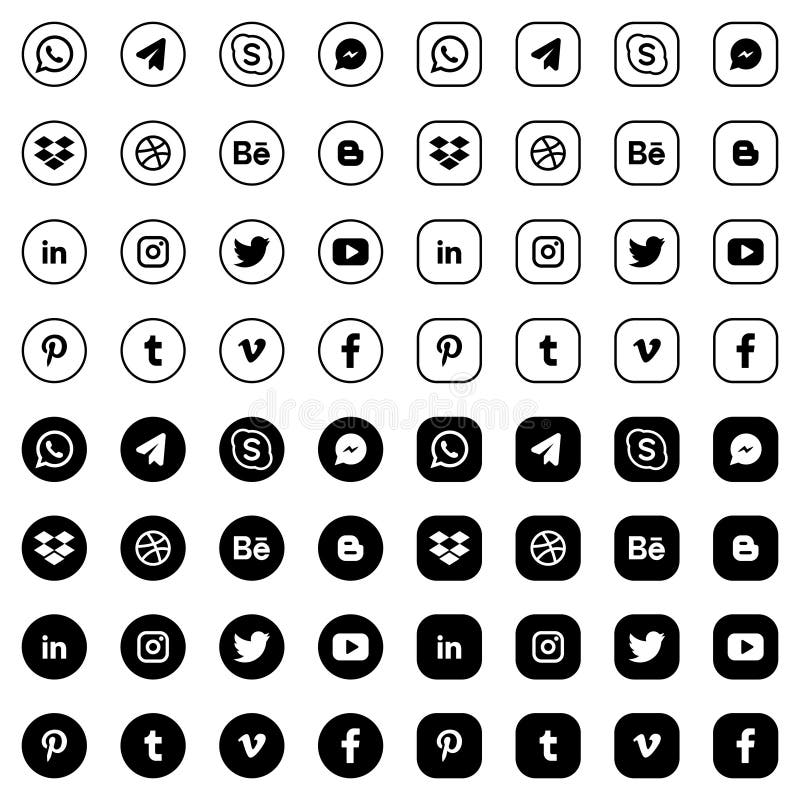 Social Media Round Logos Vector