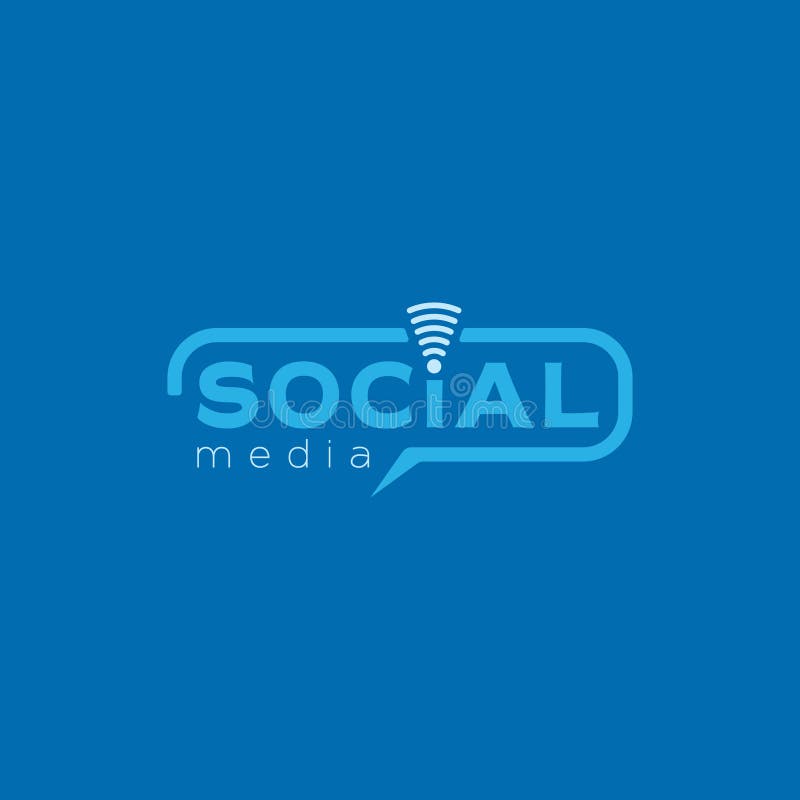 Social Media Logo. Color Blue Vector Design with Wireless Icon Stock ...