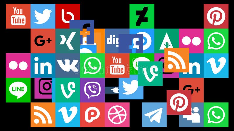 Social Media Logo Compilation Animation. Scrolling Compilation of ...