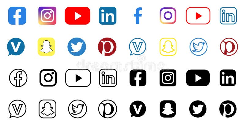 Social media logo icon set editorial stock photo. Illustration of ... Social media logo icon set editorial stock photo. Illustration of ...