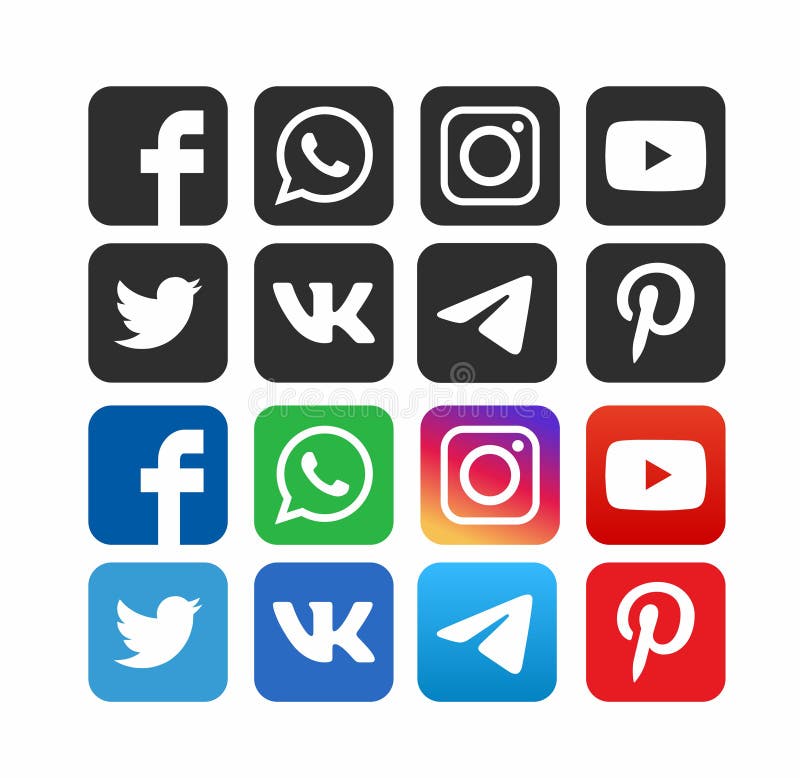 Social media logos editorial stock photo. Illustration of pinterest ...