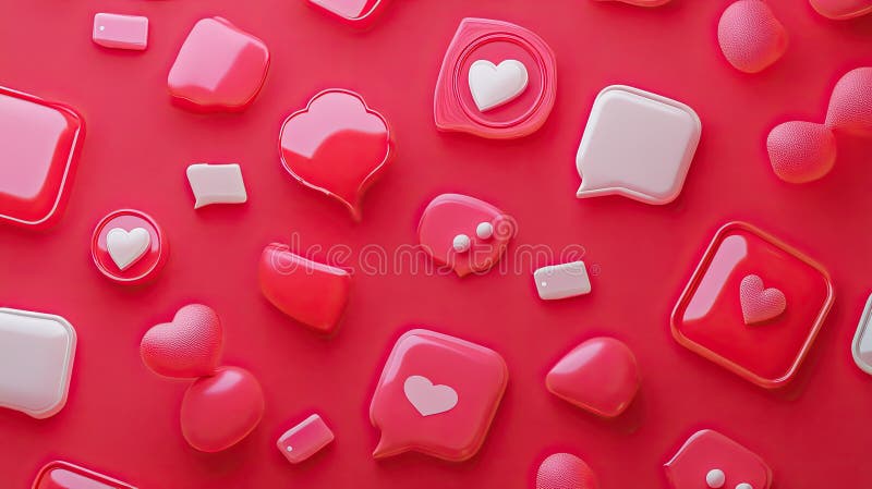 Social Media Love Icons Pattern. Concept of Online Communication and ...