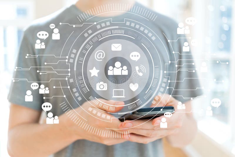 Social Media with Man Using a Smartphone Stock Image - Image of heart ...