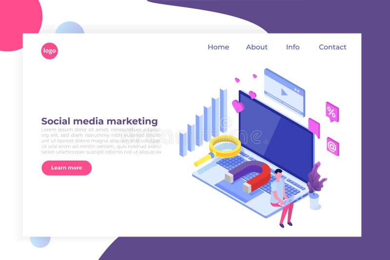 Social Media Isometric Concept with Characters. Stock Vector ...