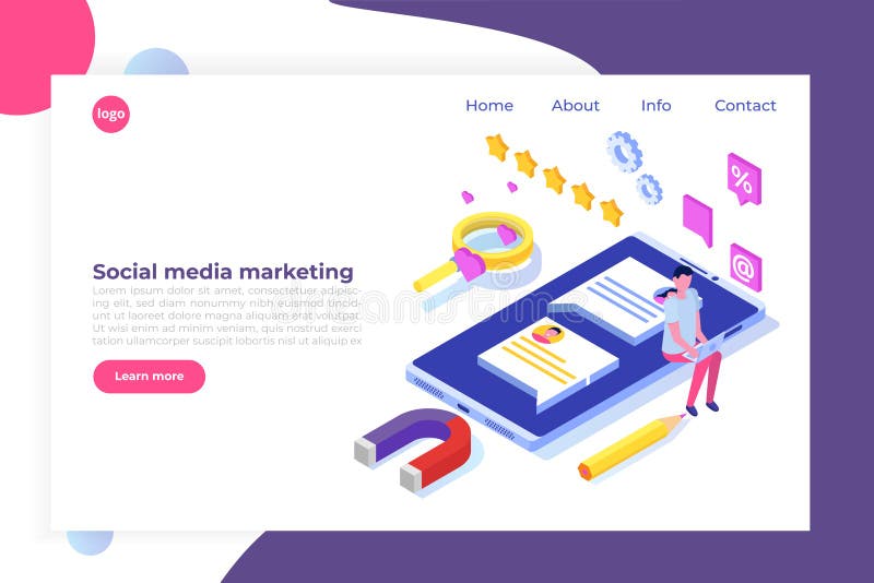 Social Media Manager Isometric Concept. Stock Vector - Illustration of ...