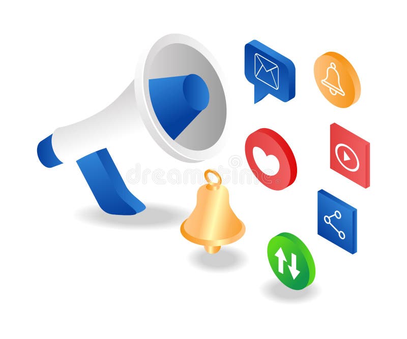 Social Media Marketing Campaign in Flat Isometric Illustration Design ...