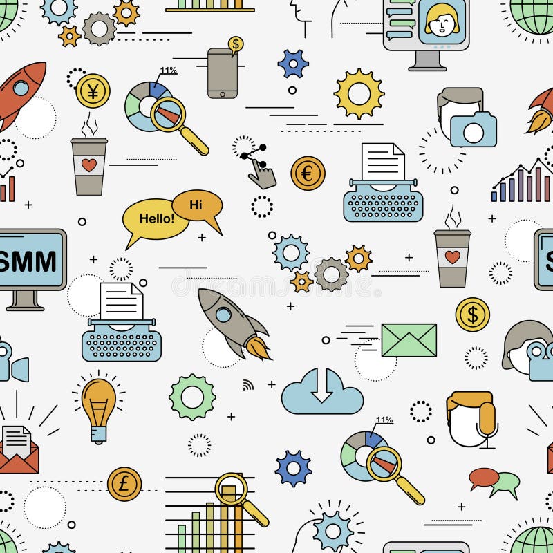 Social Media Marketing Pattern Stock Vector - Illustration of mobile ...
