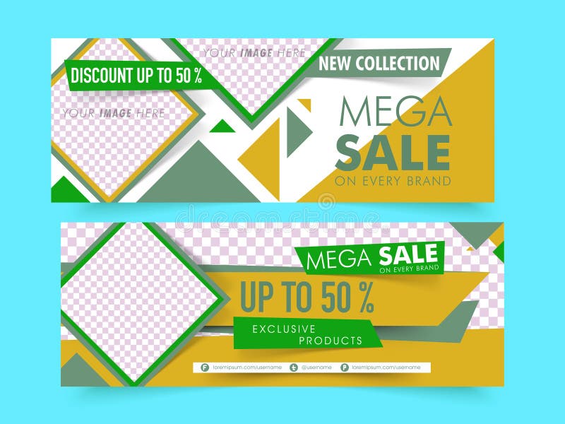Social Media Mega Sale Banner or Header Design Set with Space for ...