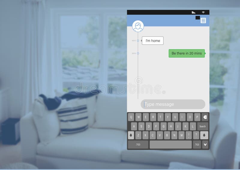 Social Media Messenger App Interface at Home Stock Photo - Image of ...