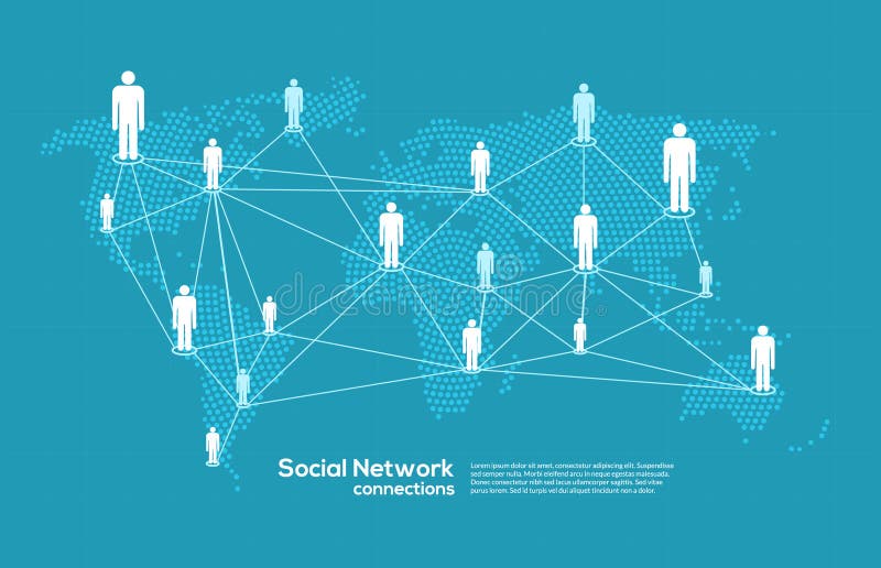 Social Media and Network Connection Map Concept. World Communication ...