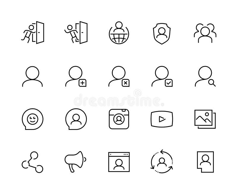 Social Media and Network Icons in Outline Style Stock Vector ...