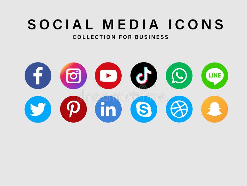 Social Media Networking Collection Set Free Vector Editorial Photo ...