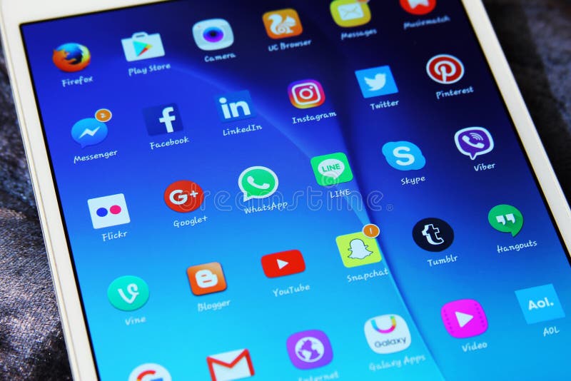 Social Media Networks Applications Icons Editorial Stock Photo - Image ...