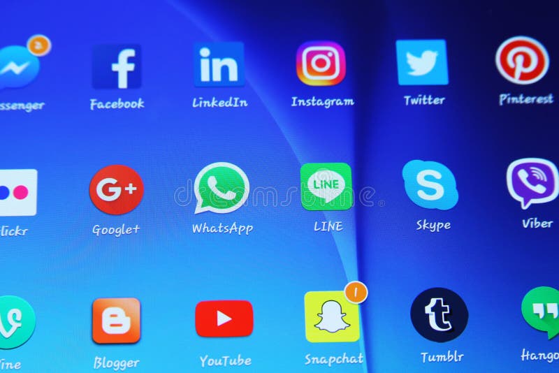 Social Media Networks Applications Icons Editorial Photography - Image ...