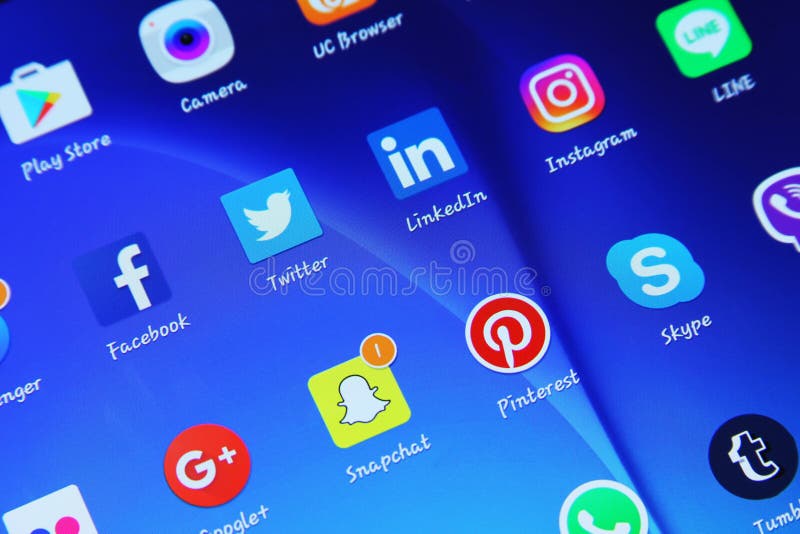 Social Media Networks Applications Icons Editorial Stock Photo - Image ...