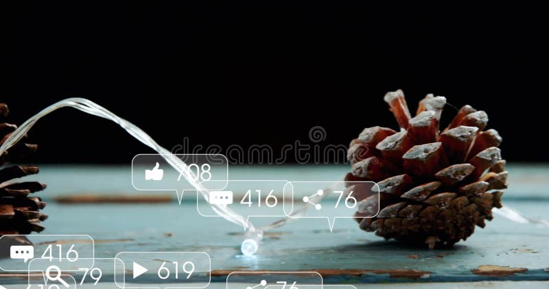 Social Media Notification Icons Image Over Pine Cone and Water Stream ...
